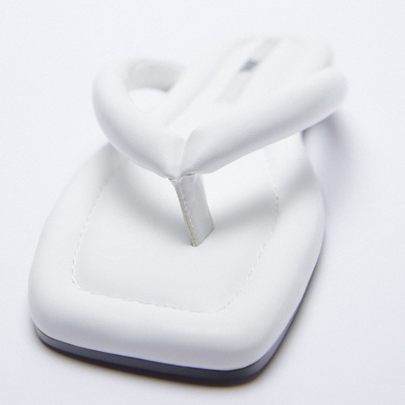 Zara | Shoes | Zara Leather Flat Quilted Sandals Slides Slippers Slip ...